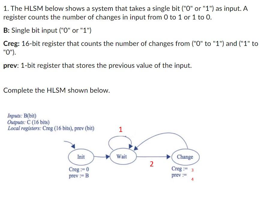 Solved 1. The HLSM below shows a system that takes a single | Chegg.com