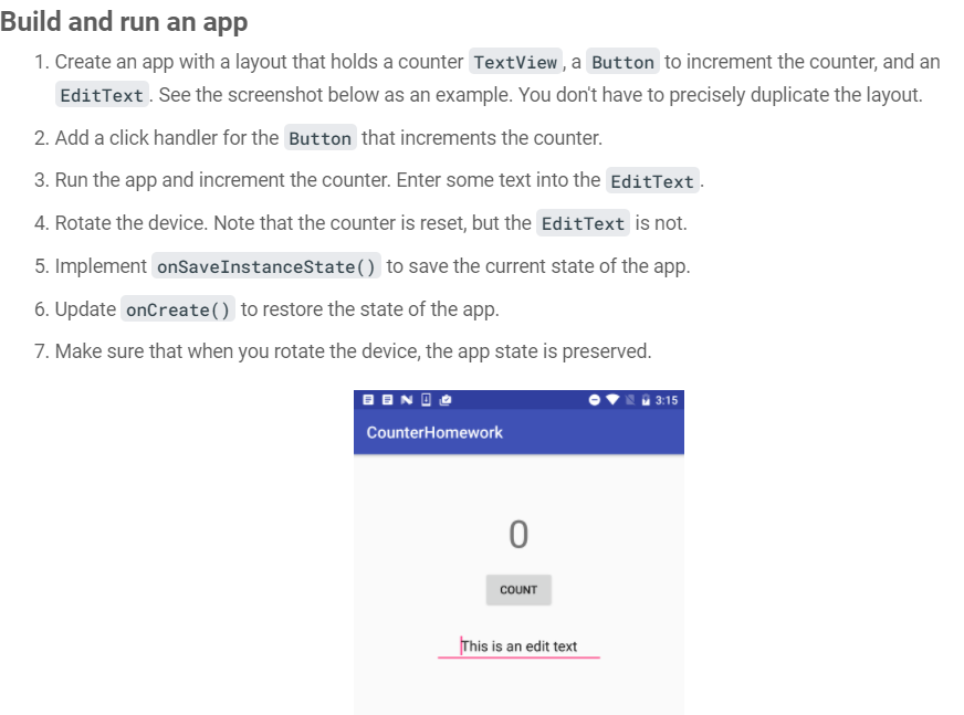 Solved Build and run an app 1. Create an app with a layout | Chegg.com
