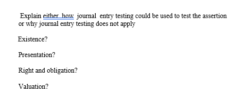 Explain either how journal entry testing could be | Chegg.com