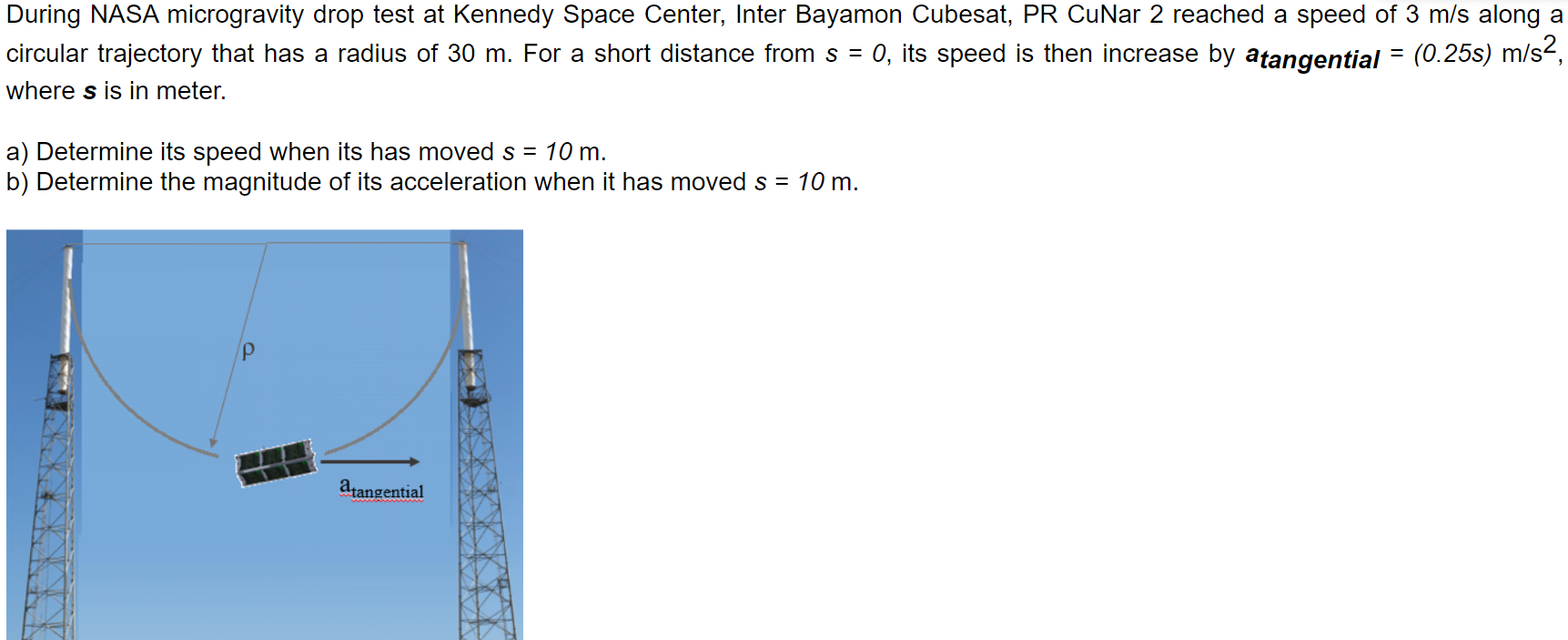 Solved During NASA microgravity drop test at Kennedy Space | Chegg.com