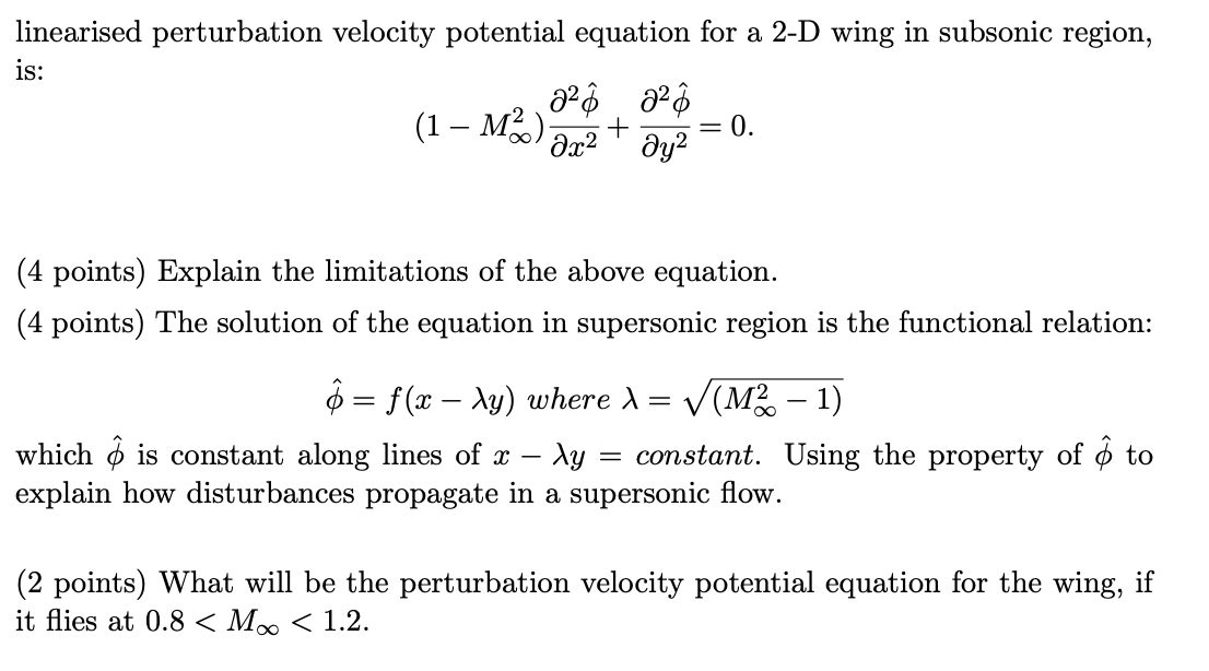 Solved linearised perturbation velocity potential equation | Chegg.com
