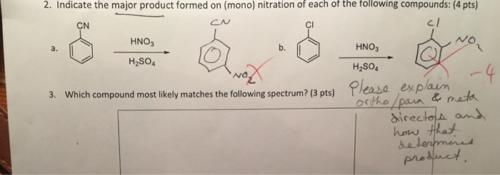 Solved 2. Indicate the major product formed on (mono) | Chegg.com