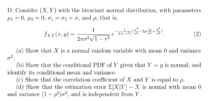 Solved Consider (X, Y) with the bivariate normal | Chegg.com