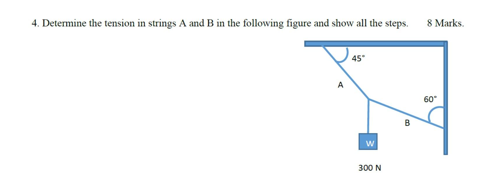 4. Determine the tension in strings A and B in the | Chegg.com