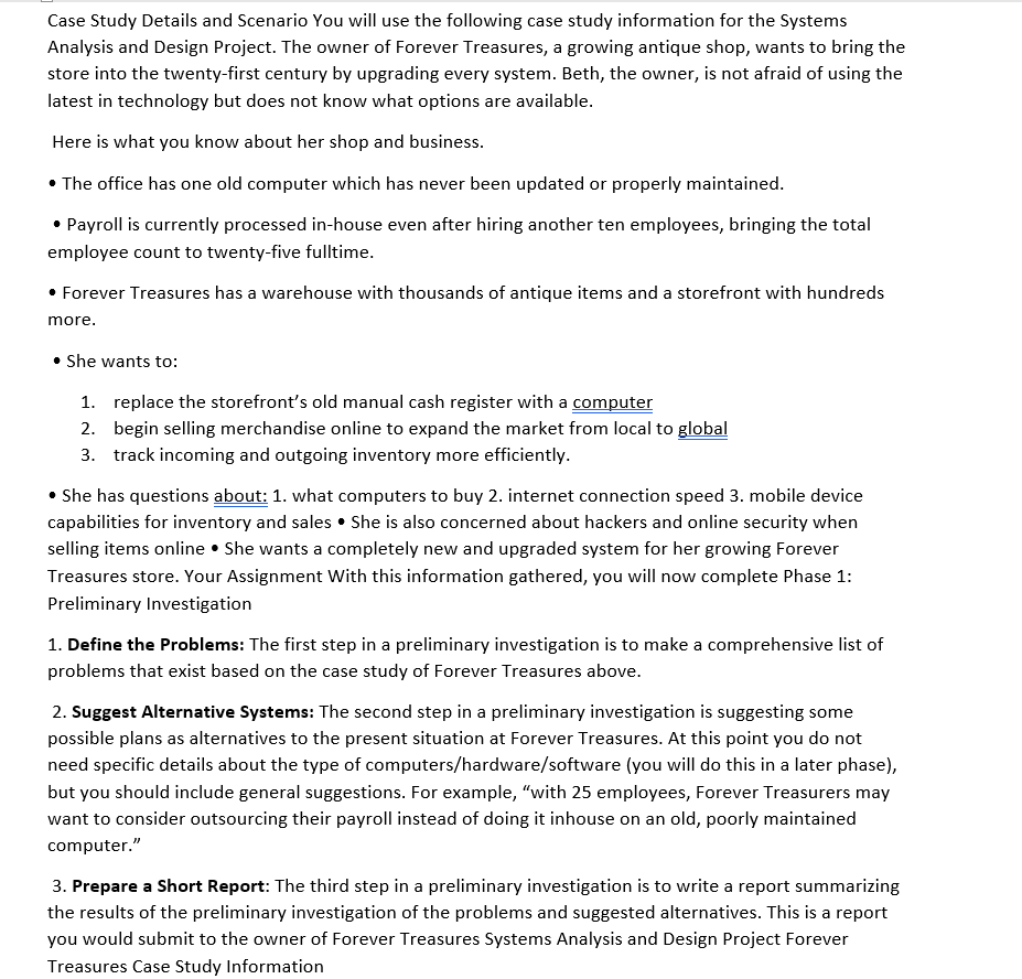 Solved Case Study Details and Scenario You will use the | Chegg.com