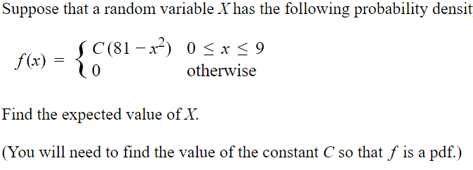 Solved Suppose that a random variable X has the following | Chegg.com