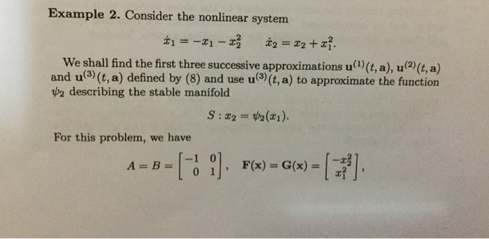 Solved Example 2. Consider the nonlinear system We shall | Chegg.com