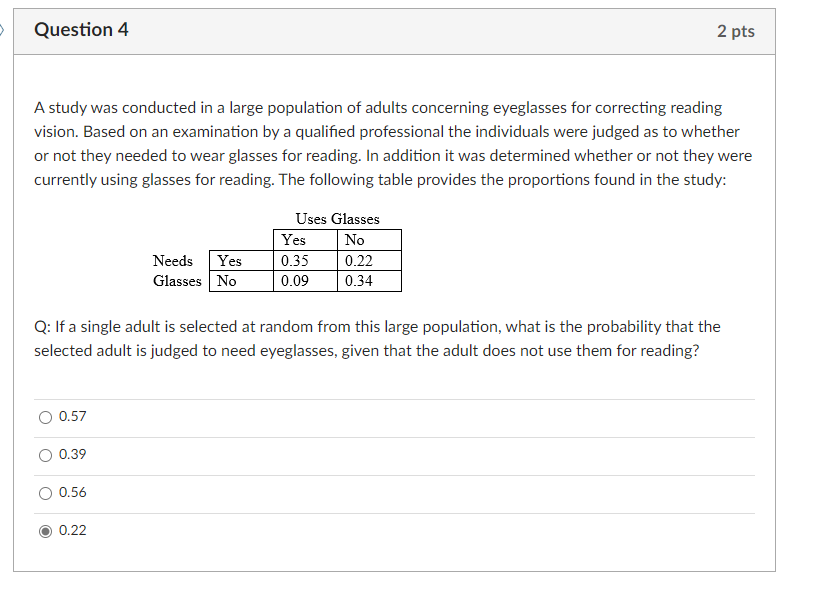 Solved A study was conducted in a large population of adults | Chegg.com