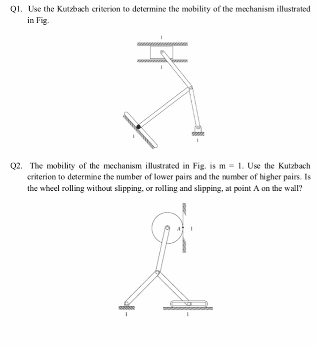 Solved Q1. Use the Kutzbach criterion to determine the | Chegg.com