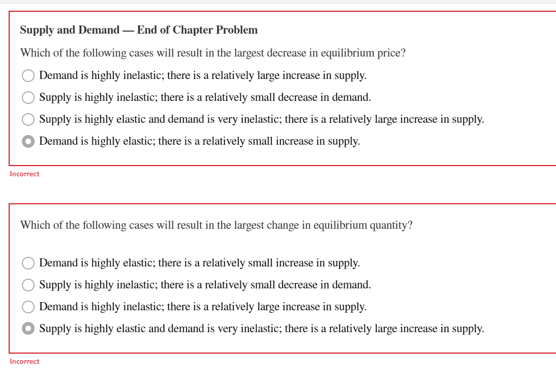 Solved Supply and Demand — End of Chapter Problem Which of | Chegg.com