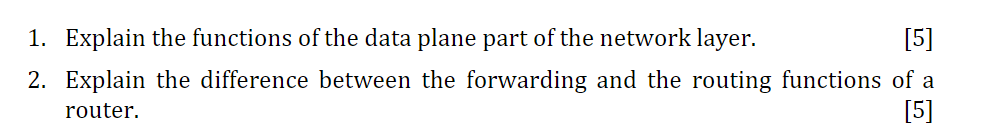 Solved 1. Explain the functions of the data plane part of | Chegg.com