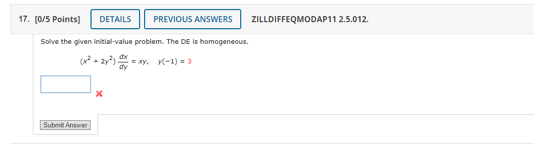 Solved ZILLDIFFEQMODAP11 2.5.012. Solve the given | Chegg.com