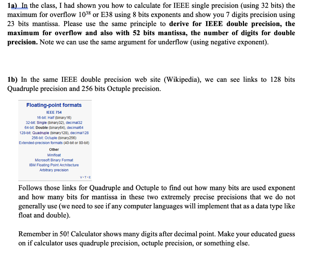 1a) In the class, I had shown you how to calculate | Chegg.com