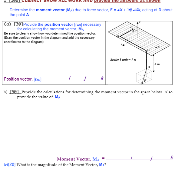 as Determine the moment vector (MA) due to force | Chegg.com