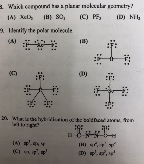 Solved Which compound has a planar molecular geometry? (A) | Chegg.com