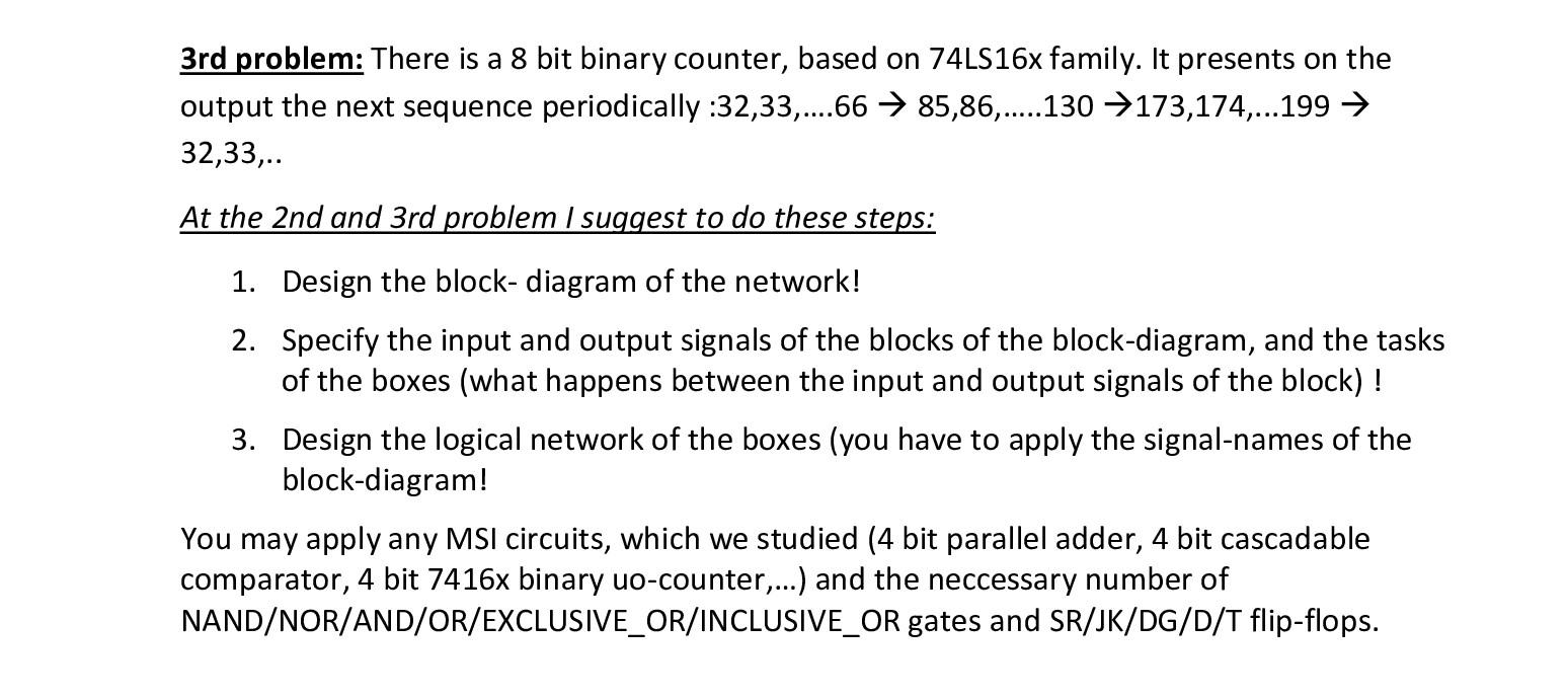 Solved 3rd problem: There is a 8 bit binary counter, based | Chegg.com