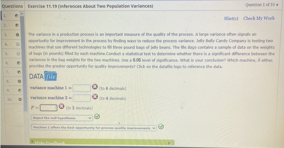 The variance in a production process is an important | Chegg.com