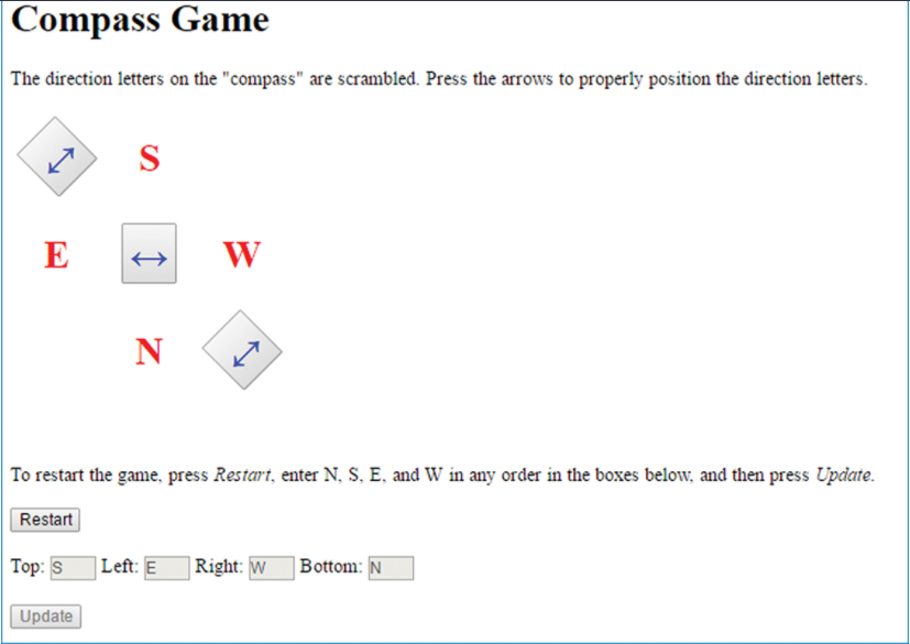 Solved Create a web page named compassGame.html that | Chegg.com