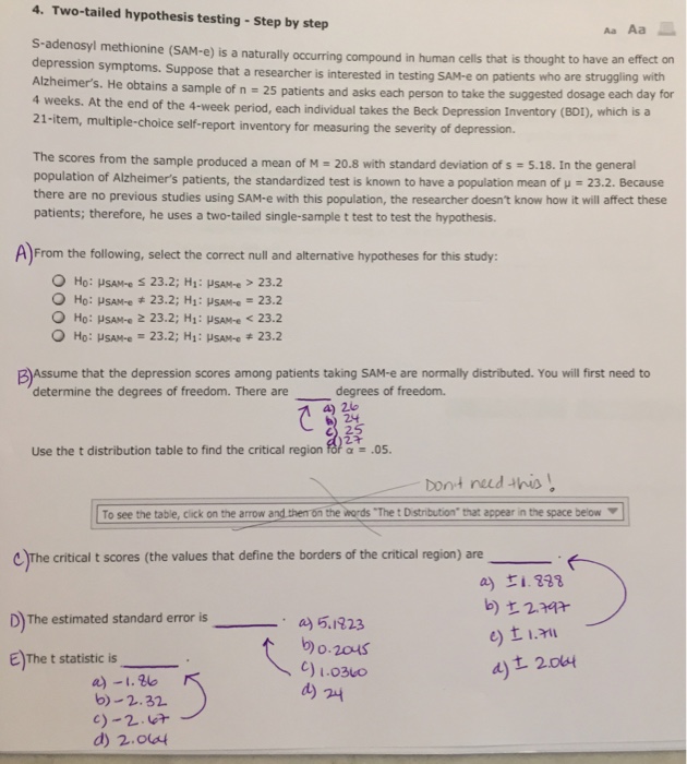 Solved 4. Two-tailed hypothesis testing Step by step Aa Aa | Chegg.com