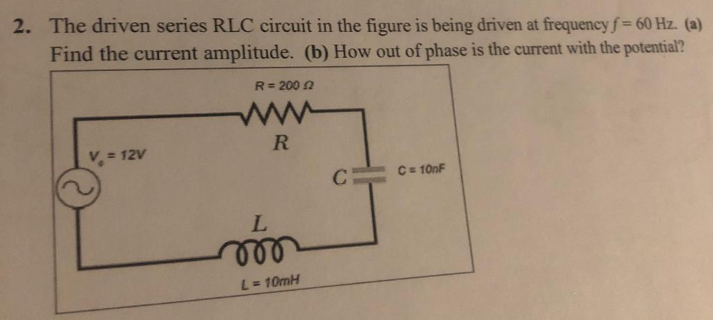 Solved The driven series RLC circuit in the figure is being | Chegg.com