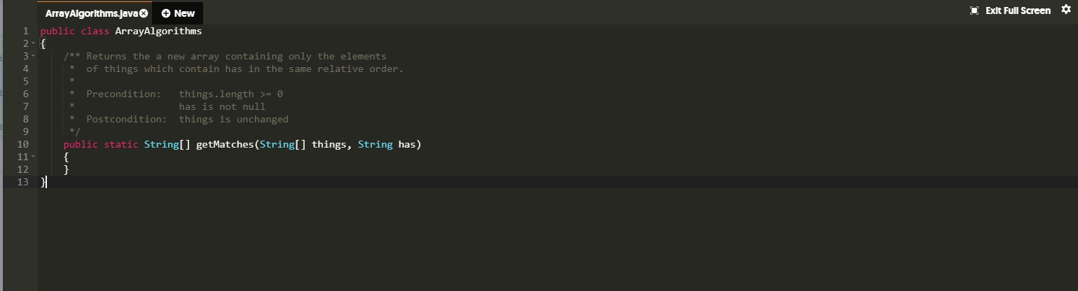 Solved Help with Java FRQ Given an array of Strings, things, | Chegg.com