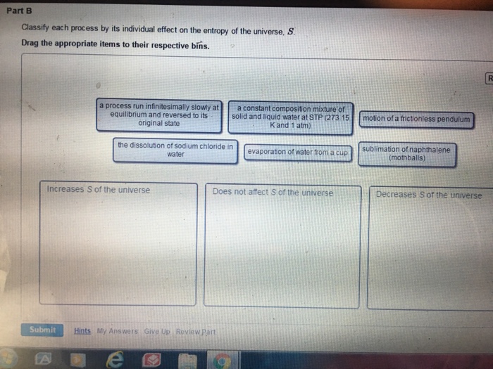 Solved Classify each process by its individual effect on the | Chegg.com
