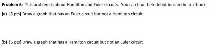 Solved Problem 6: This problem is about Hamilton and Euler | Chegg.com