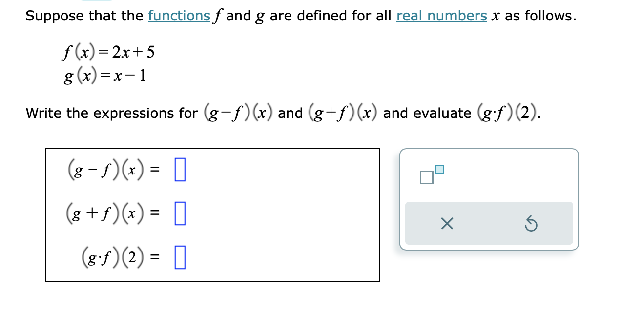 Solved Suppose that the functions f and g are defined for | Chegg.com