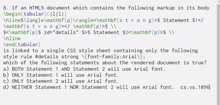 Solved 8 If An Html5 Document Which Contains The Following