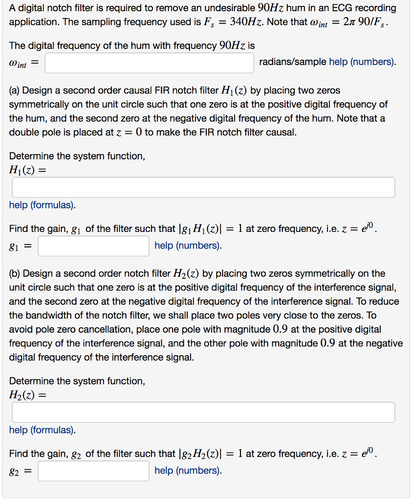 A digital notch filter is required to remove an | Chegg.com