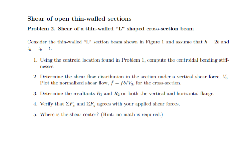 Solved Figure 1: "L" shaped cross-section.1. Determine the | Chegg.com