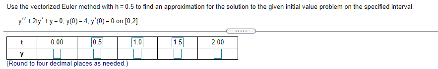 Solved Use the vectorized Euler method with h = 0.5 to find | Chegg.com