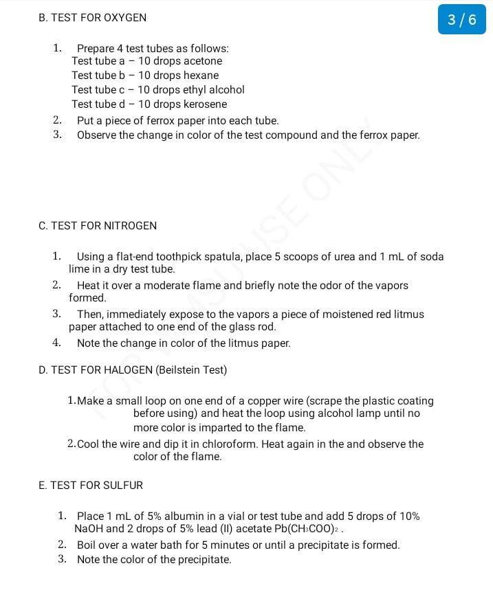 Solved EXPERIMENT 2 1/6 QUALITATIVE TESTS FOR ELEMENTS IN | Chegg.com