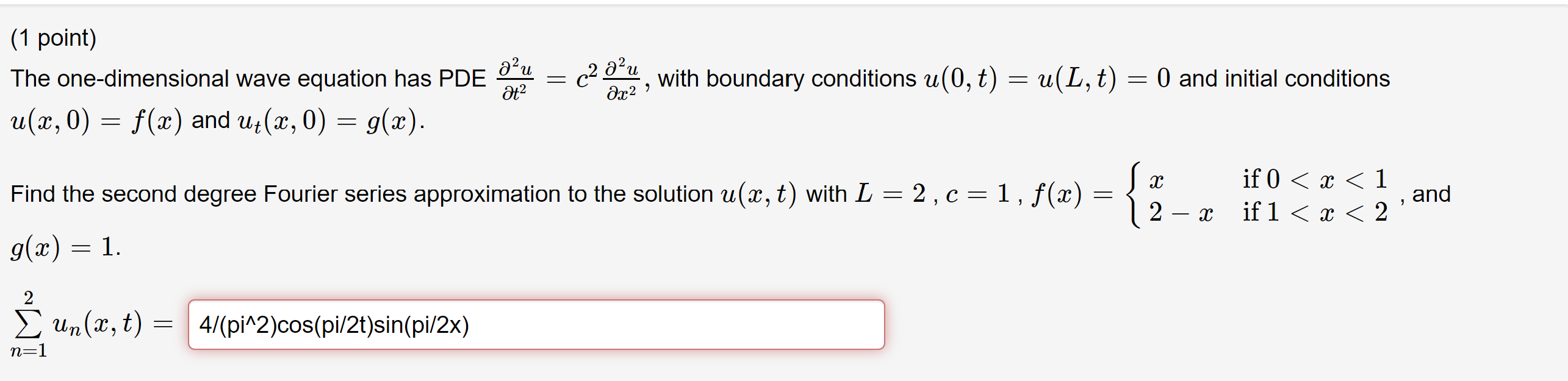 Solved The one-dimensional wave equation has | Chegg.com