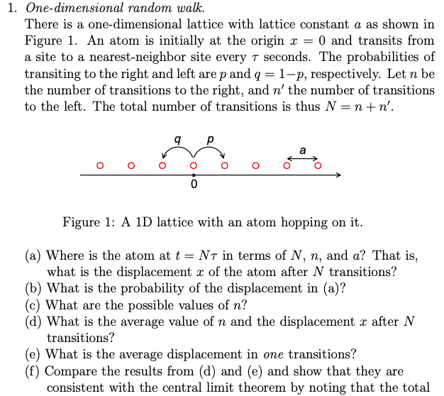 Solved 1. One-dimensional random walk There is a | Chegg.com