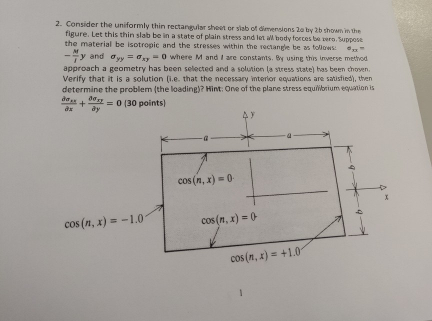 2. Consider the uniformly thin rectangular sheet or | Chegg.com