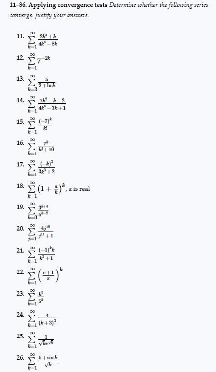 Solved 11-86. Applying convergence tests Determine whether | Chegg.com