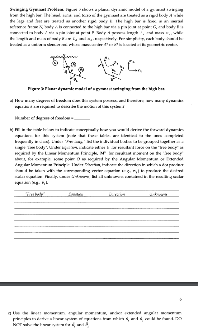 Solved Swinging Gymnast Problem. Figure 3 ﻿shows a planar | Chegg.com