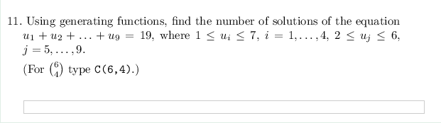 Solved 11. Using generating functions, find the number of | Chegg.com