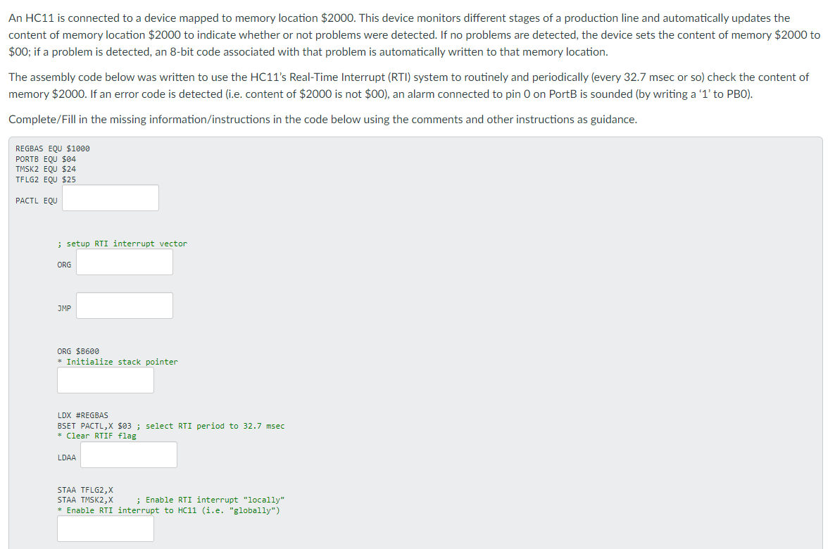 Solved An HC11 is connected to a device mapped to memory | Chegg.com