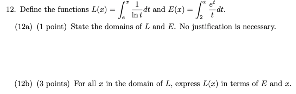 Solved 12. Define the functions L(x) = . inedit and B(x) = 1 | Chegg.com