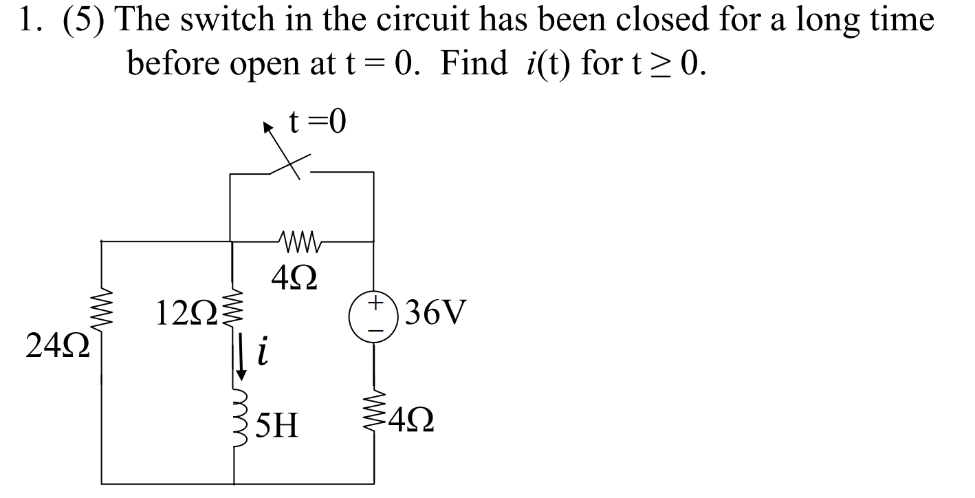 Solved The switch in the circuit has been closed for a long | Chegg.com