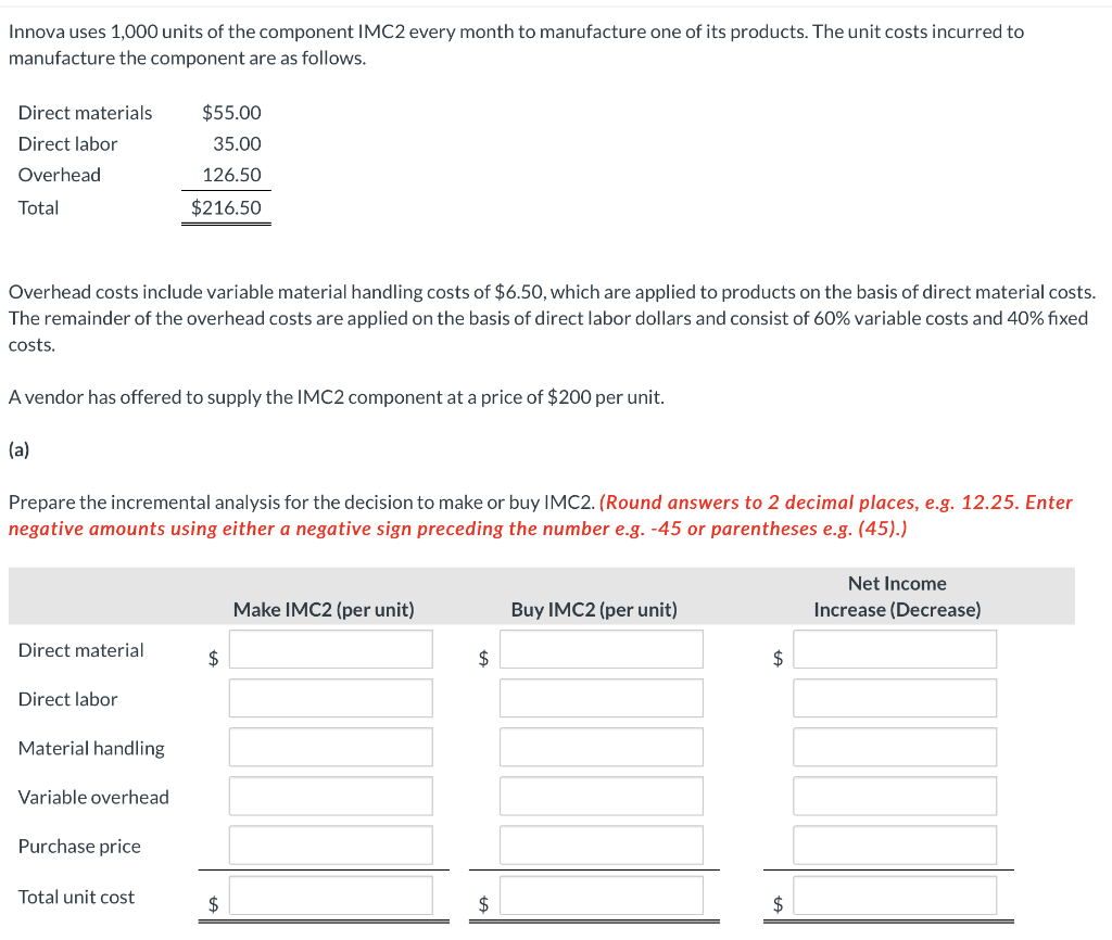 Solved Innova uses 1,000 units of the component IMC2 every | Chegg.com