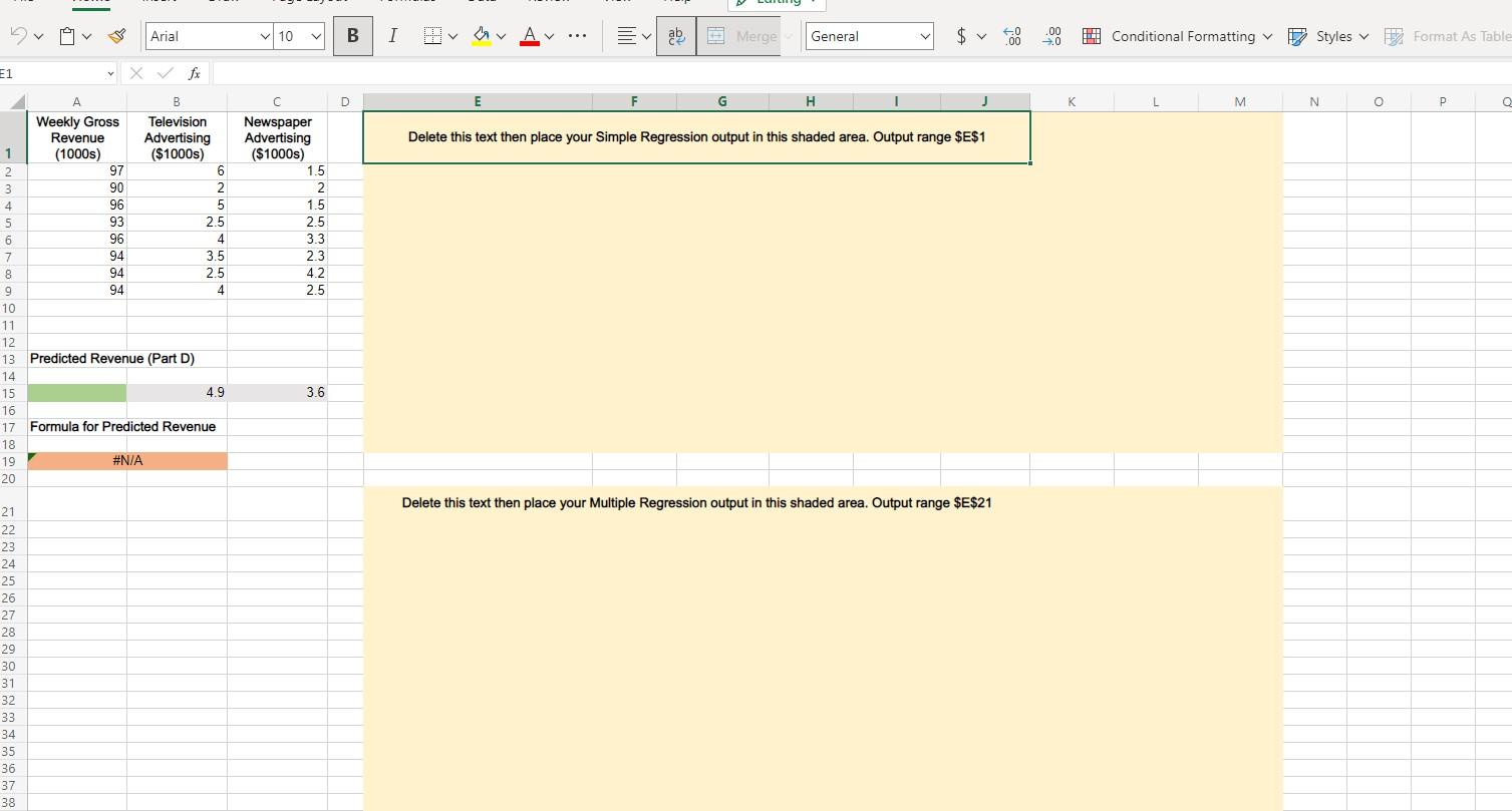Solved Ch. 7 Excel Activity 3 - Multiple Regression | Chegg.com