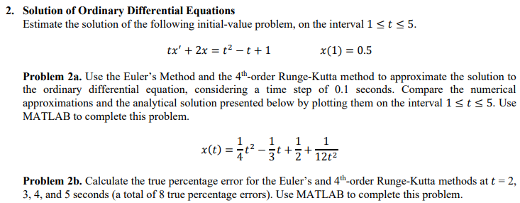 Solved 2. Solution of Ordinary Differential Equations | Chegg.com