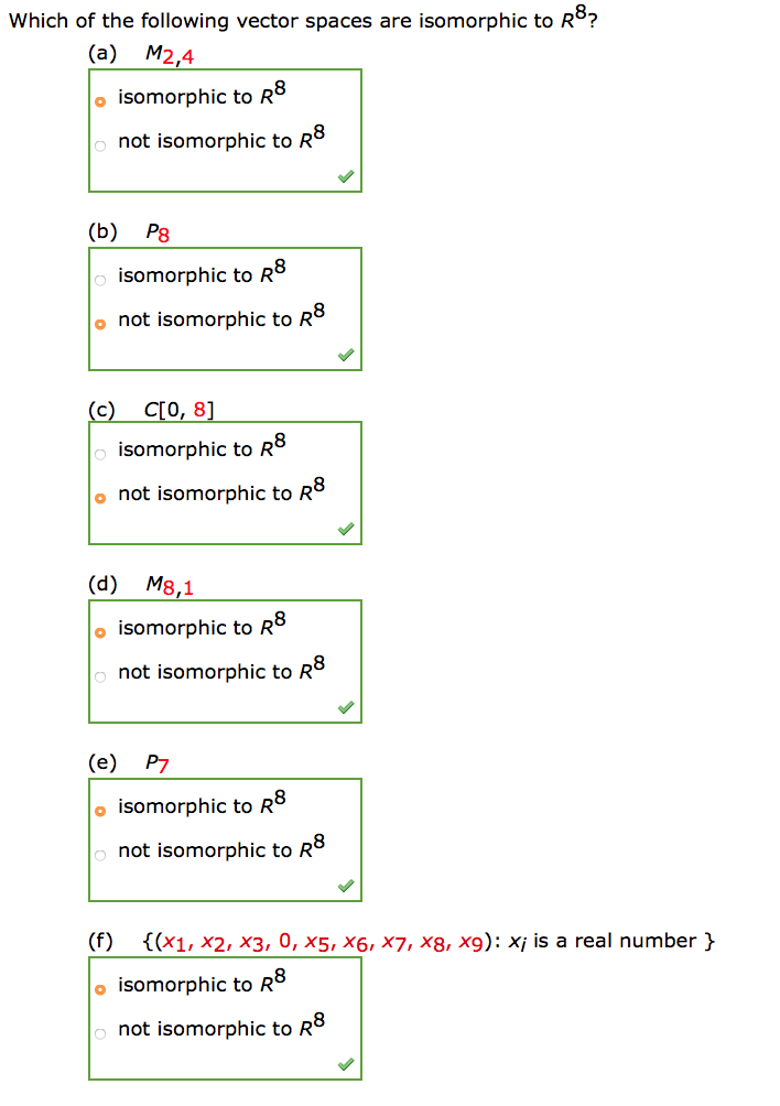 Solved Which of the following vector spaces are isomorphic | Chegg.com