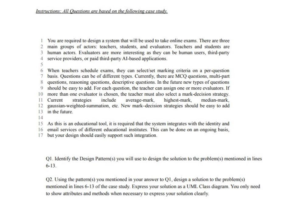 Solved Instructions: All Questions are based on the | Chegg.com