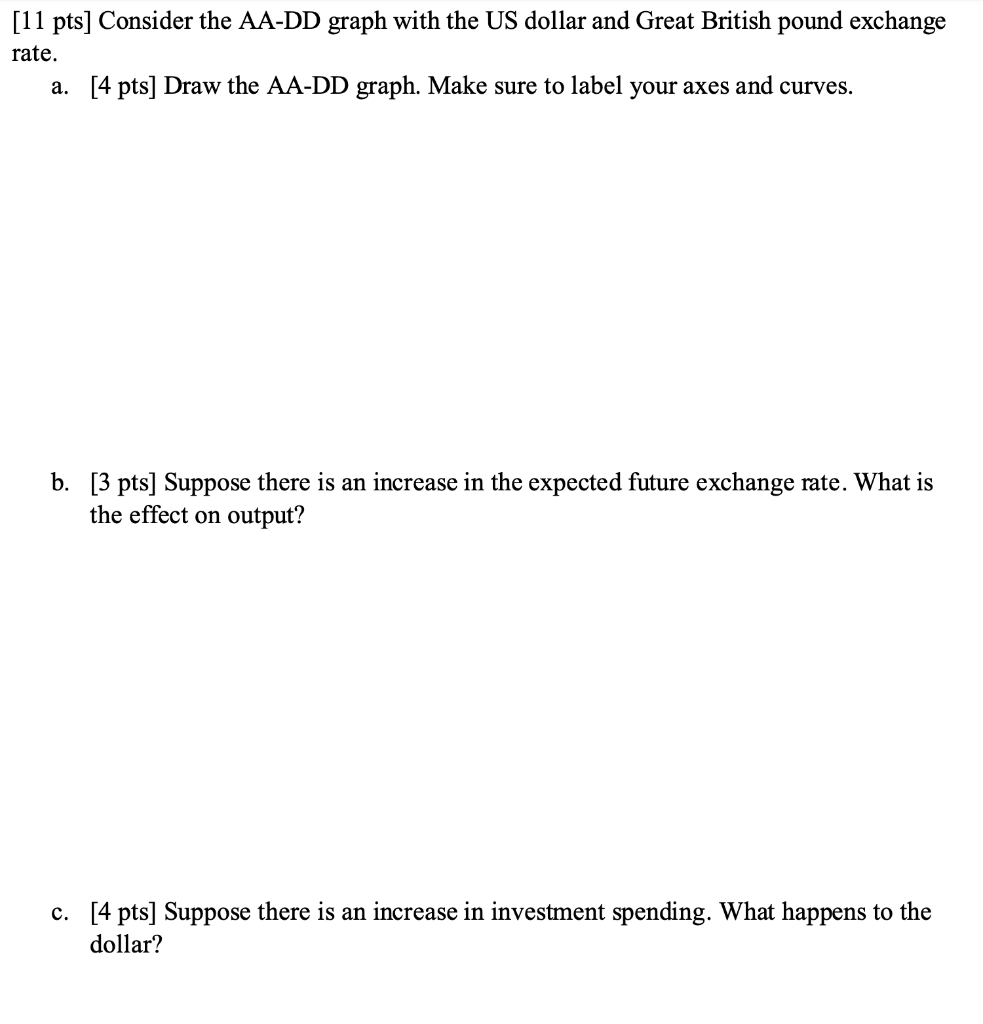Solved [11 pts] Consider the AA-DD graph with the US dollar | Chegg.com