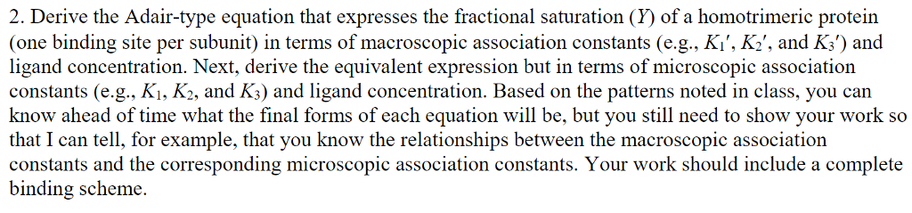 Solved 2. Derive the Adair-type equation that expresses the | Chegg.com