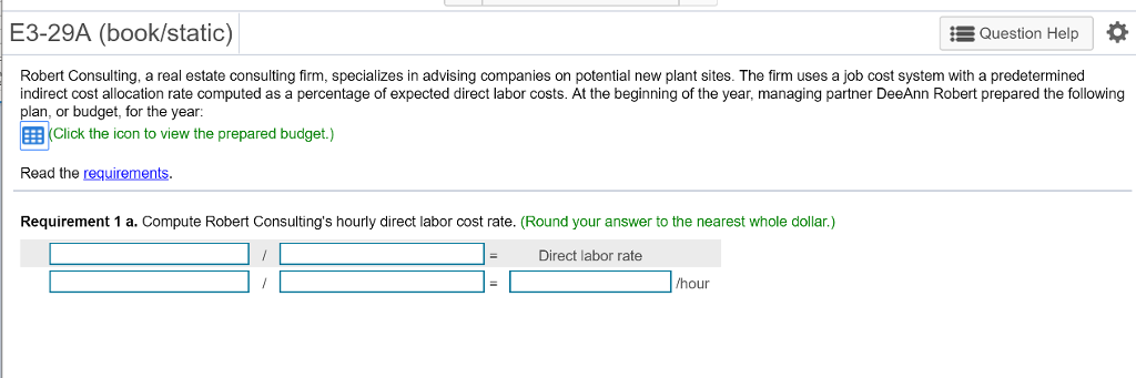 Solved E3-29A (book/static) E Question Help Robert | Chegg.com
